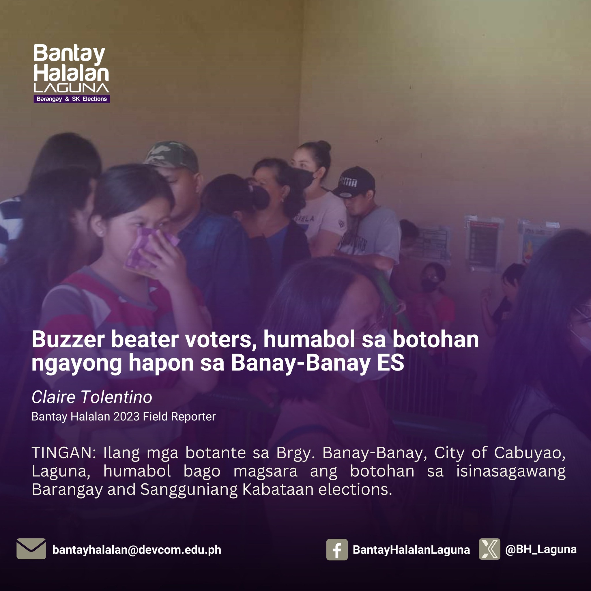 Buzzer beater voters, humabol sa botohan ngayong hapon sa Banay-Banay ...